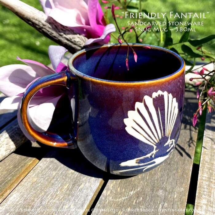 Friendly Fantail Limited Edition Sandcarved Stoneware Glazed Snug Mug ...