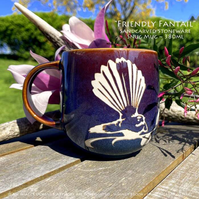 Friendly Fantail Limited Edition Sandcarved Stoneware Glazed Snug Mug ...