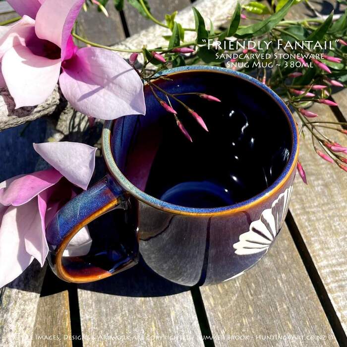 Friendly Fantail Limited Edition Sandcarved Stoneware Glazed Snug Mug ...