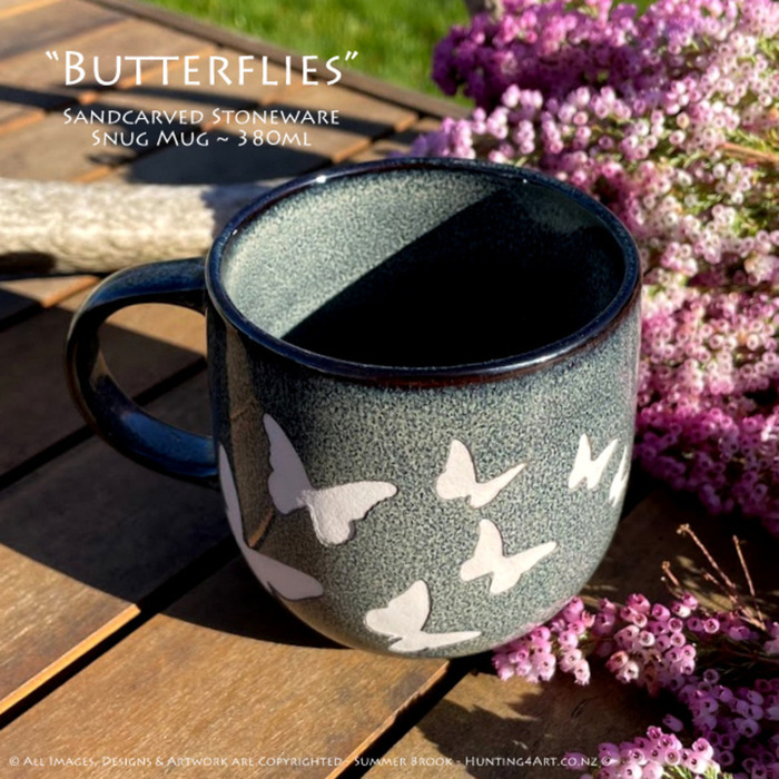 Butterflies Limited Edition Sandcarved Stoneware Glazed Snug Mug ...