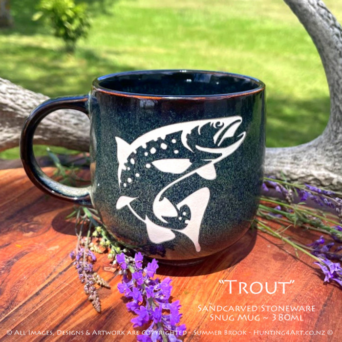 Trout Limited Edition Sandcarved Stoneware Glazed Snug Mug ...