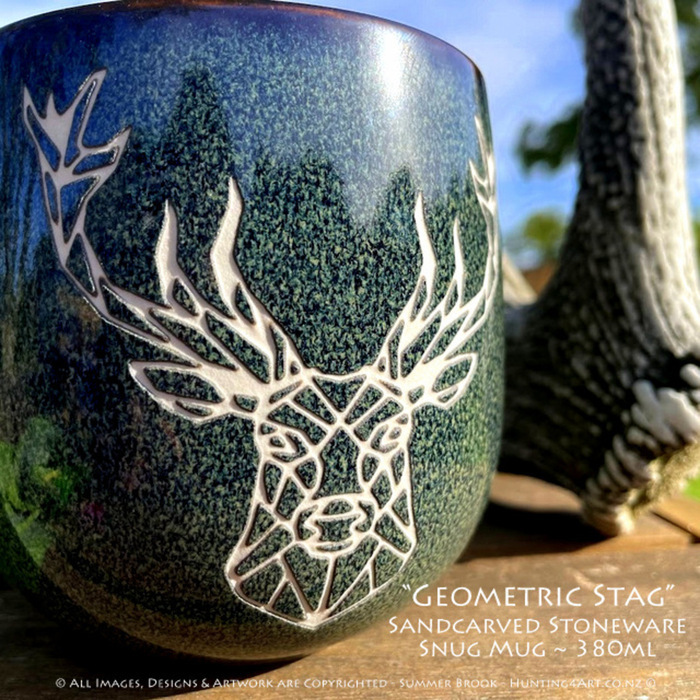 Geometric Stag Limited Edition Sandcarved Stoneware Glazed Snug Mug ...