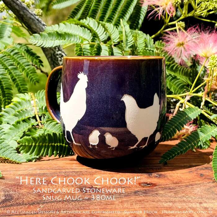 Here Chook Chook Limited Edition Sandcarved Stoneware Glazed Snug Mug ...