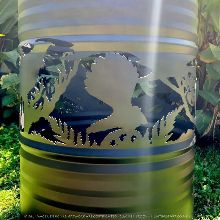NZ Native Birds Upcycled Steel Art Brazier from Hunting4Art NZ