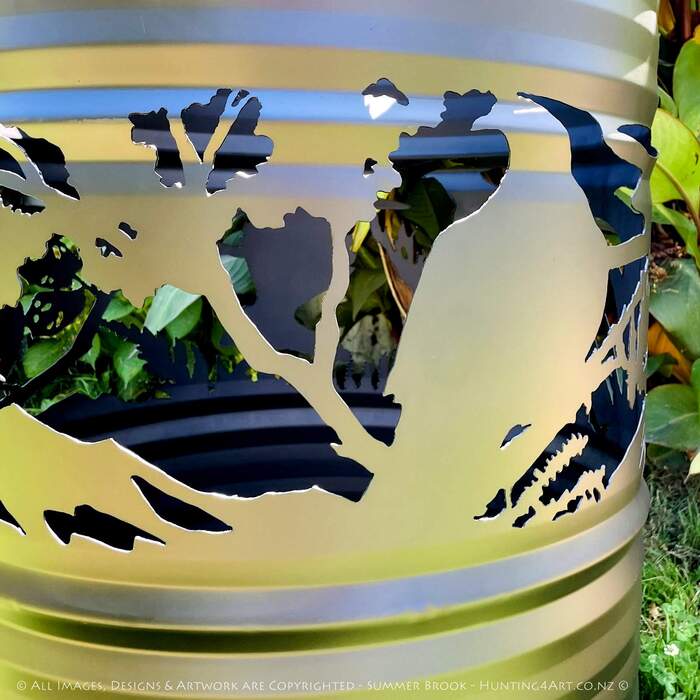 NZ Native Birds Upcycled Steel Art Brazier from Hunting4Art NZ