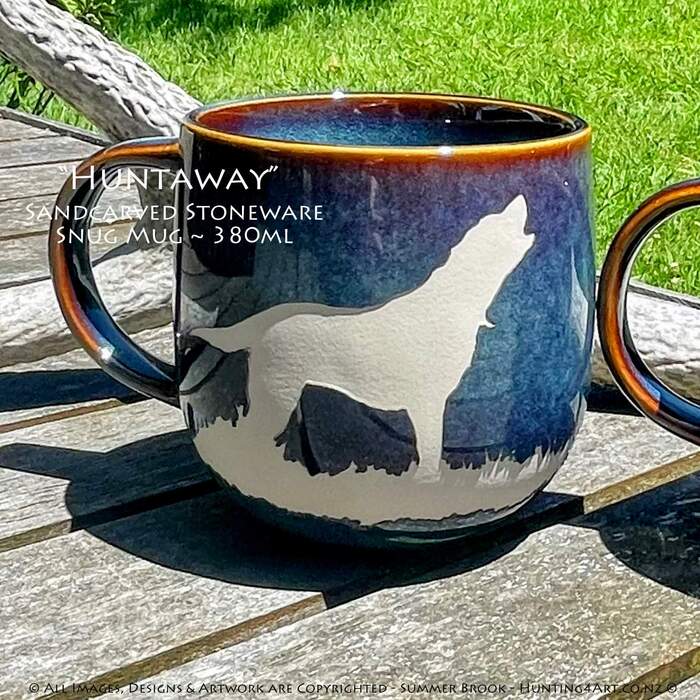 Huntaway ~ Limited Edition Sandcarved Stoneware Glazed Snug Mug from ...